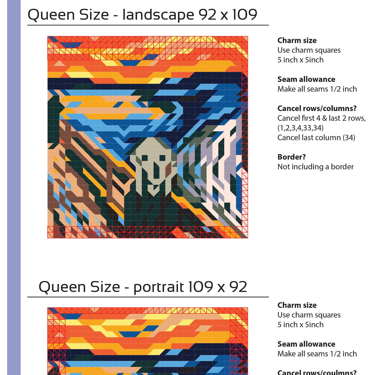 The Scream Quilt Pattern Pdf Download. Beginner / Novice Friendly ...