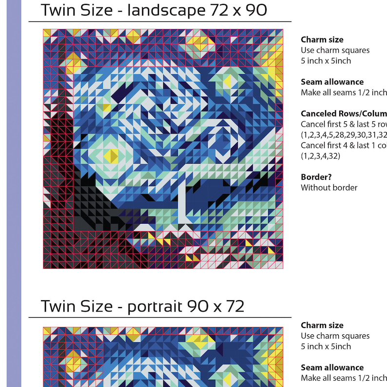 Starry Night Quilt Pattern Pdf Download. Beginner / Novice Friendly ...