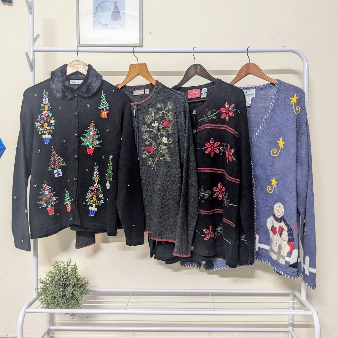 XL+ Christmas Themed Cardigans | Retro 80-90's Ramiecotton Handmade ...