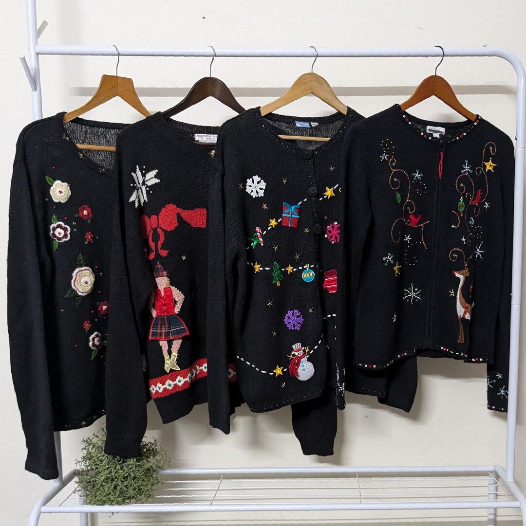 L-2X Vintage Christmas Themed Cardigans | Retro 80-90's Ramiecotton ...