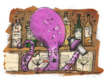 Octopus Bartender - Etsy