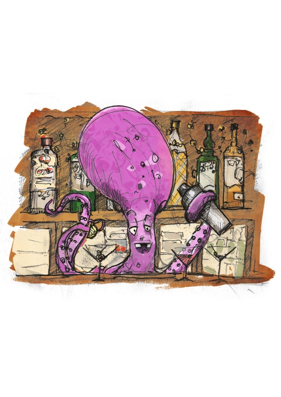 Funny Bartender Cartoon