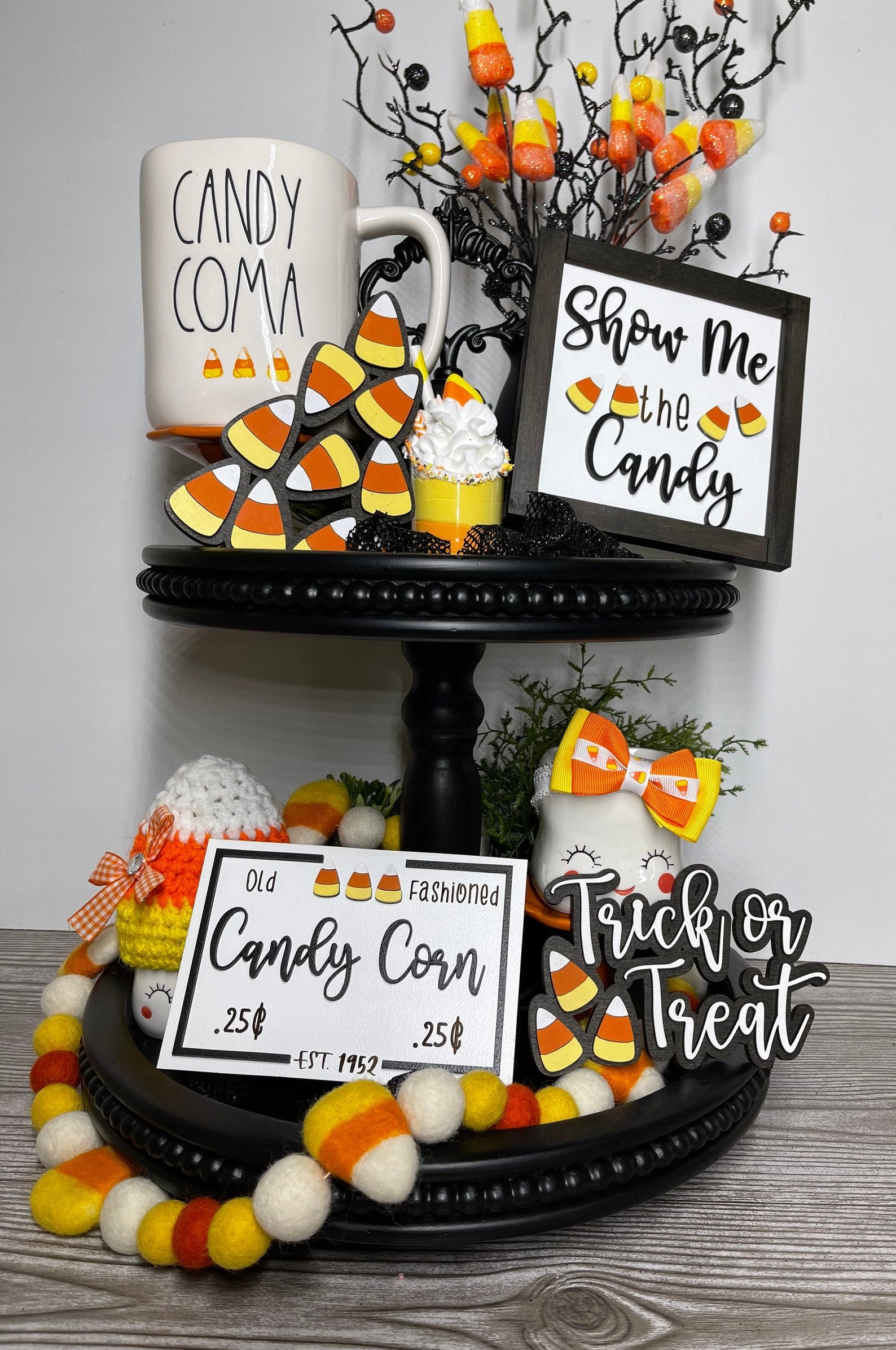 Candy Corn Decor Candy Corn Signs Candy Corn Tiered Tray - Etsy