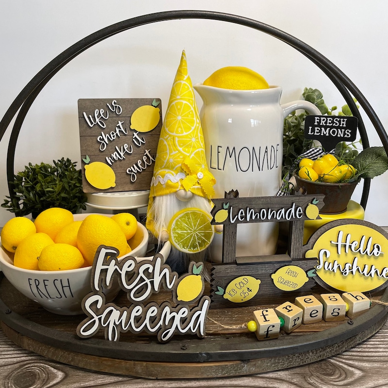 Lemon Tiered Tray Decor - Etsy