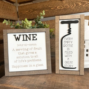 Kitchen Signs, Kitchen Decor, Wine Tiered Tray Decor, Neutral Decor ...