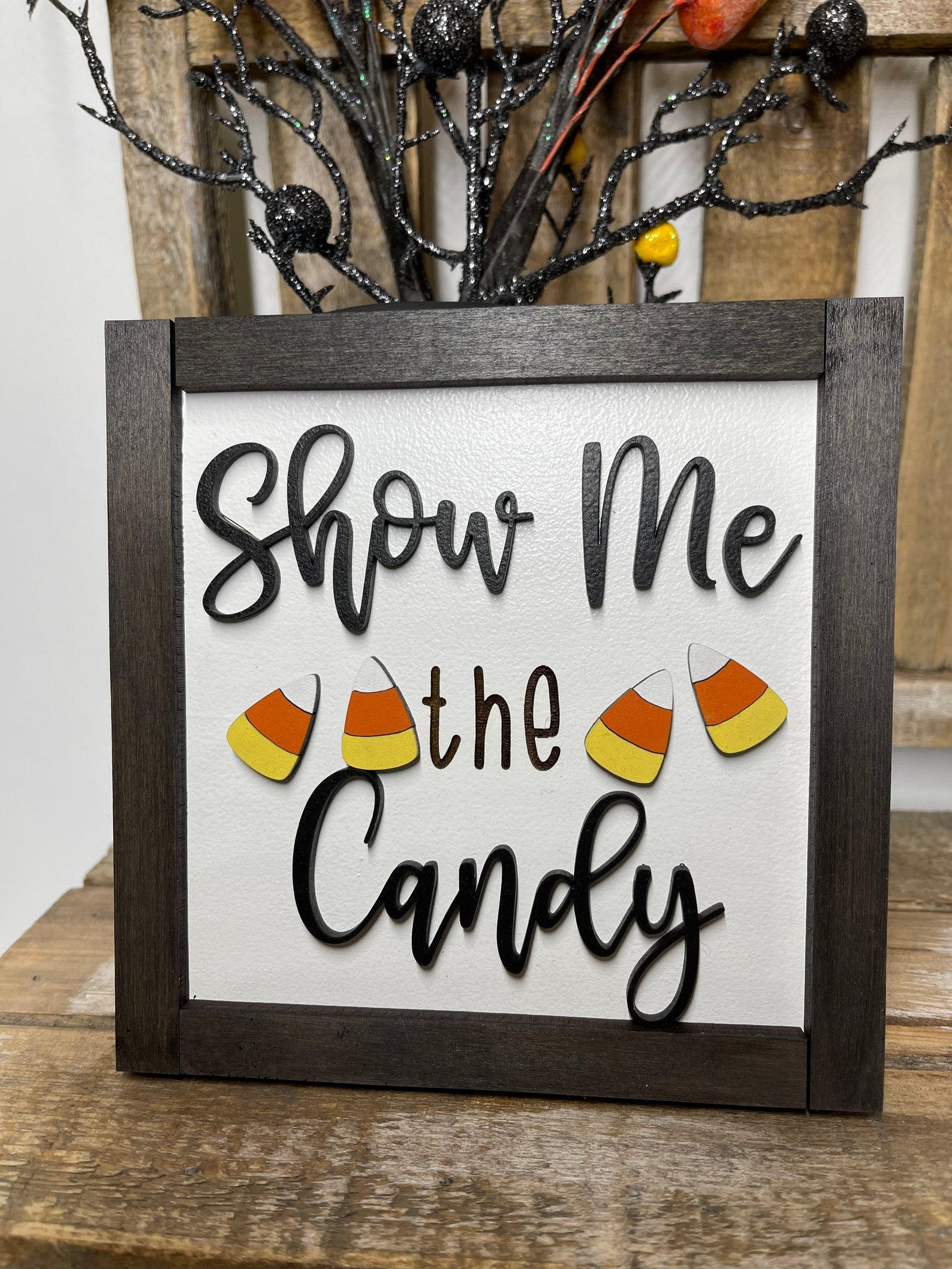 Candy Corn Decor Candy Corn Signs Candy Corn Tiered Tray - Etsy