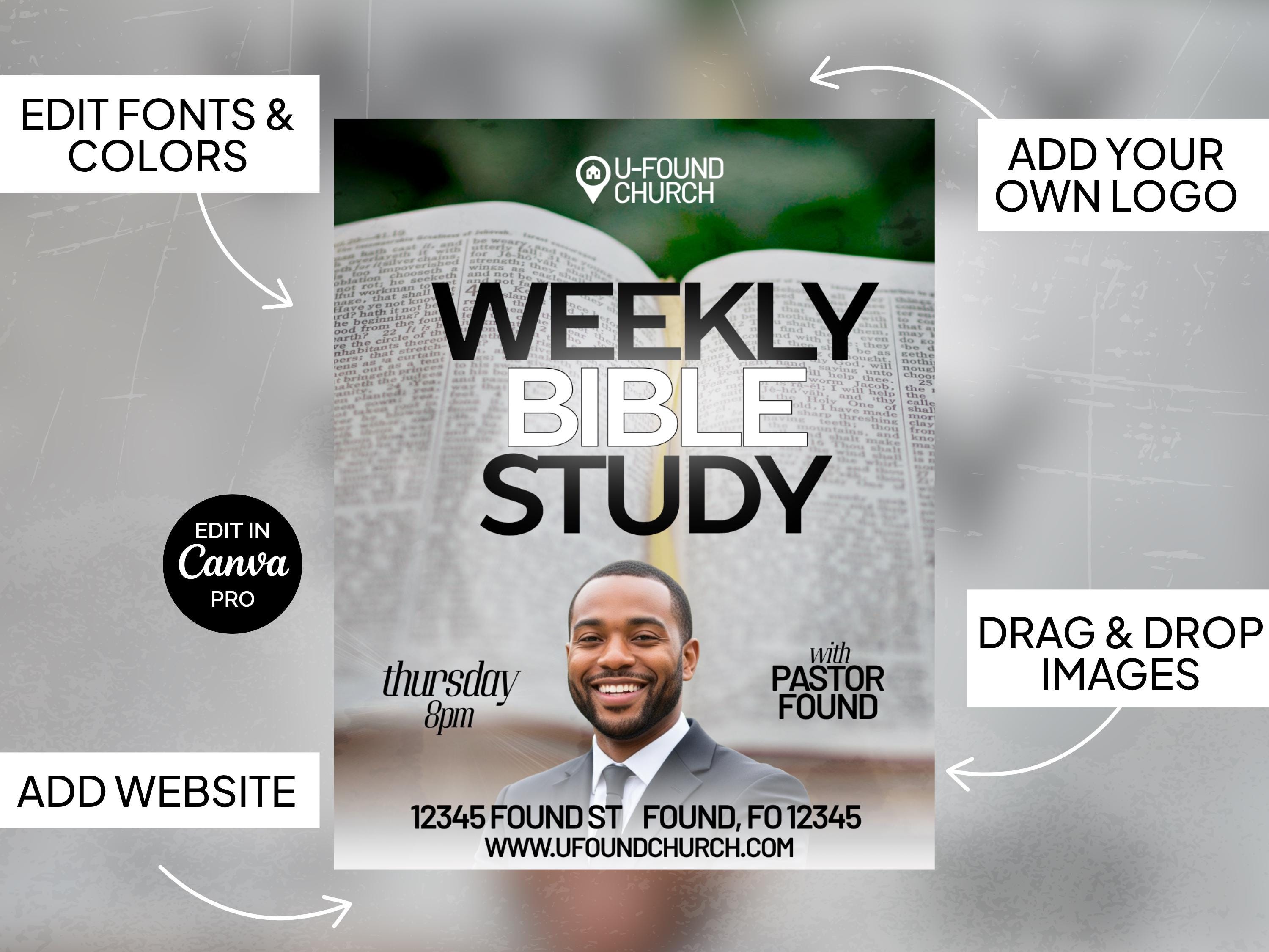 Editable Bible Study Flyer: Church Event Canva Template (instant ...