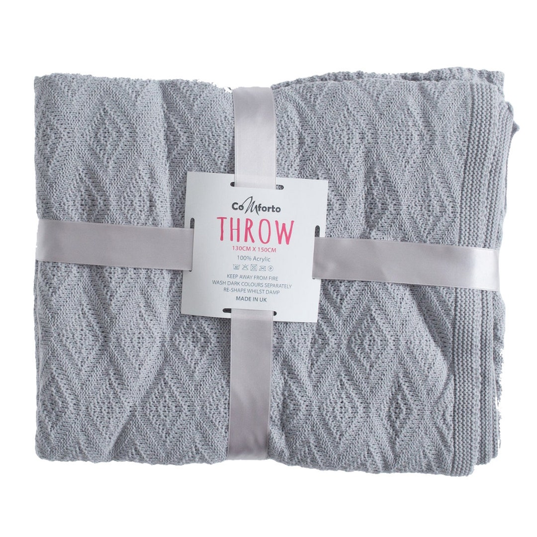 Diamond Pattern Throw Blanket for Bed - Knitted Blanket for Sofa Couch ...