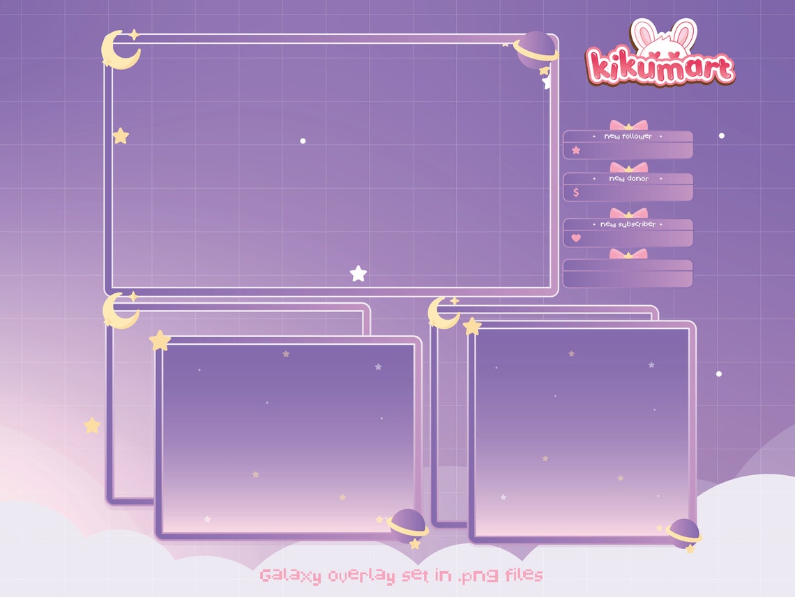 Cute Galaxy Cozy Overlay Package for Twitch, Cute Windows Theme Overlay ...