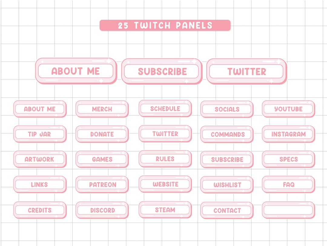 25x Twitch Cute Baby Pink Pastel Box Panels / Badges / Kawaii ...