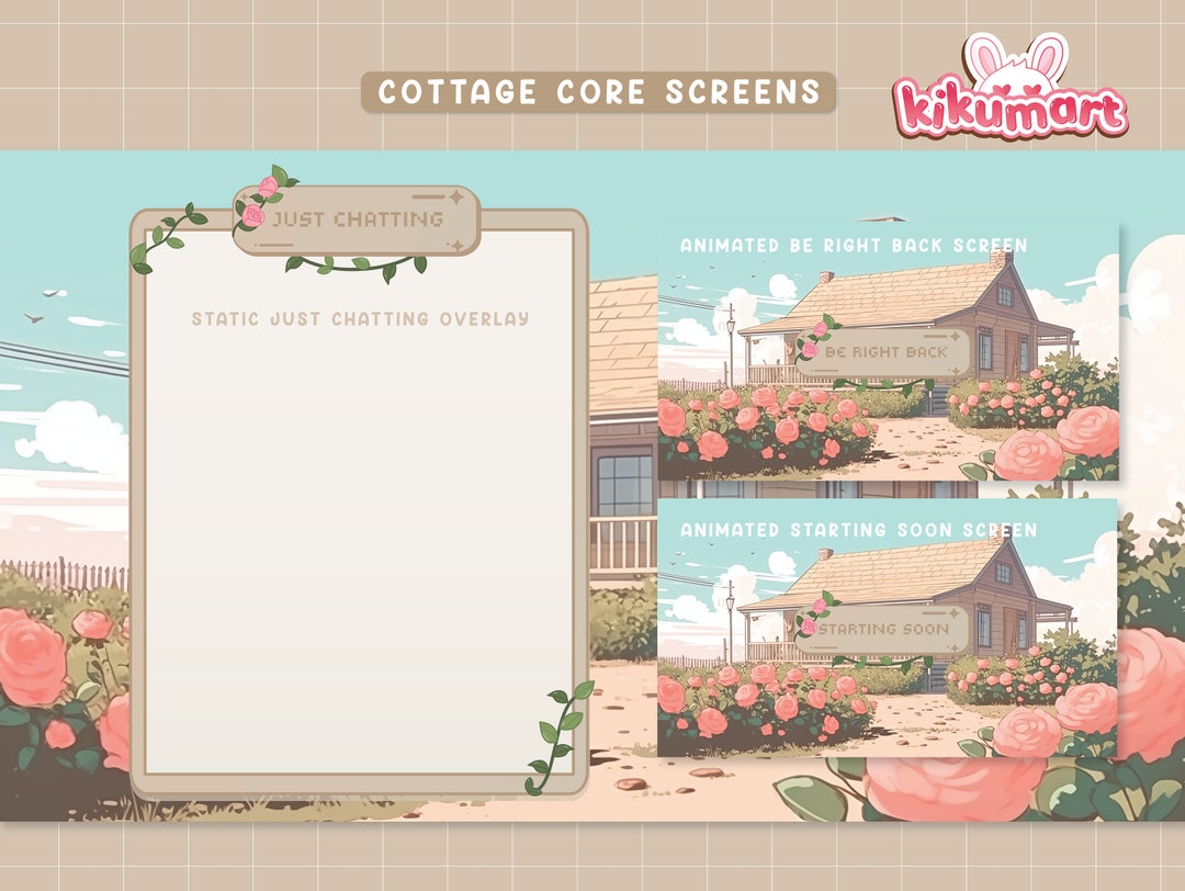 Animated Cottage Core Screen & Just Chatting Background for Twitch ...