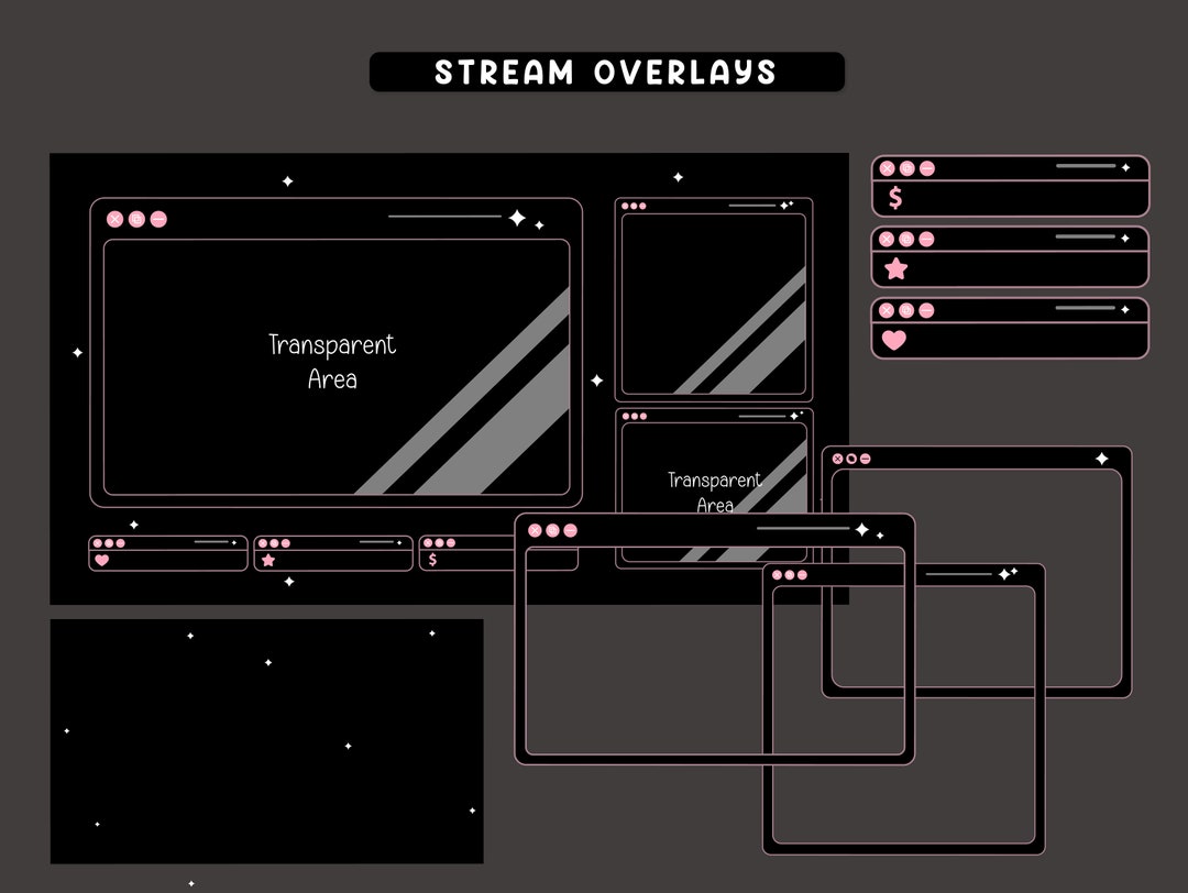 Black Pink Simple Stream Overlay Package for Twitch Cute - Etsy Canada