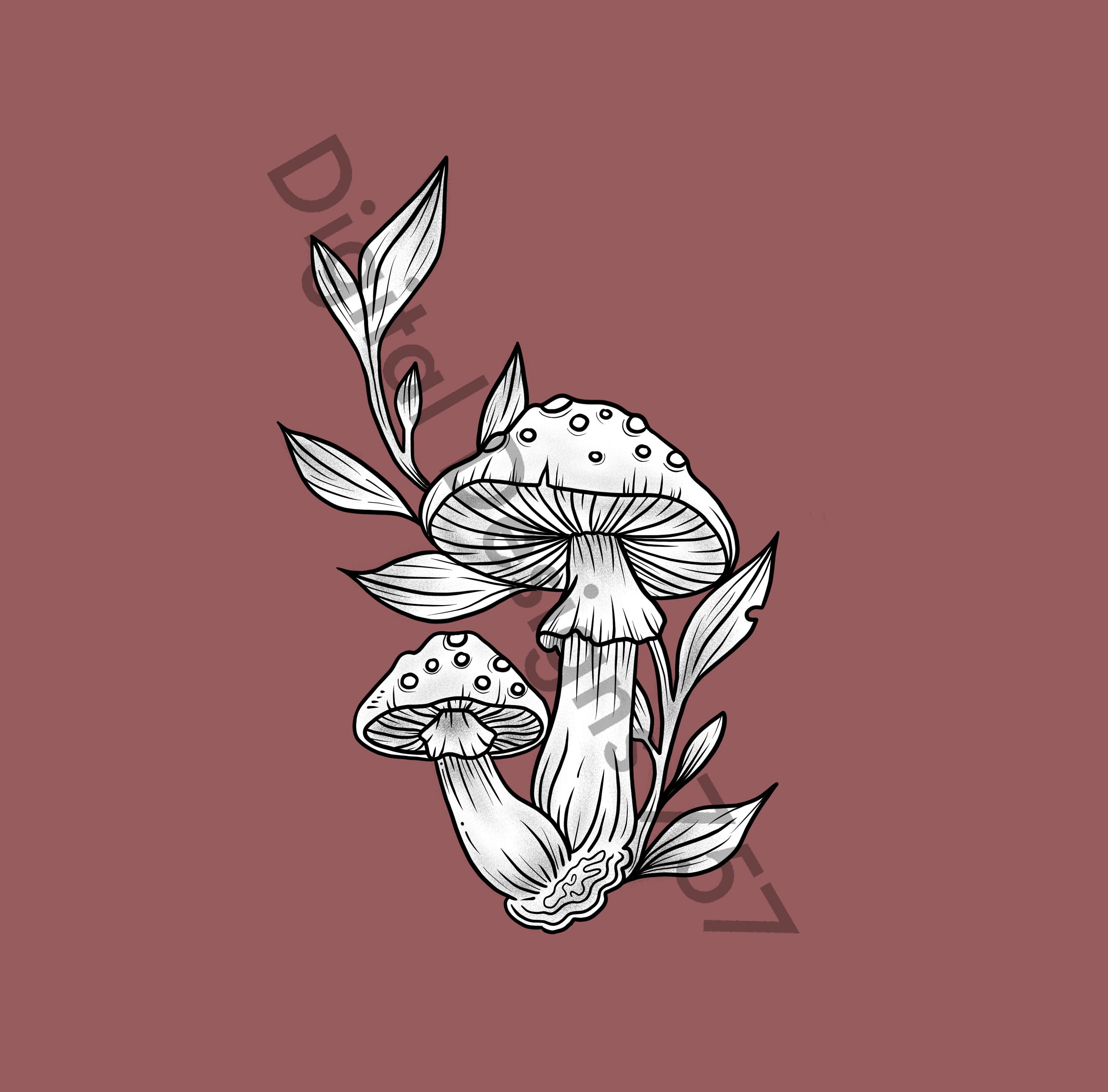 Mushroom Tattoo Outline
