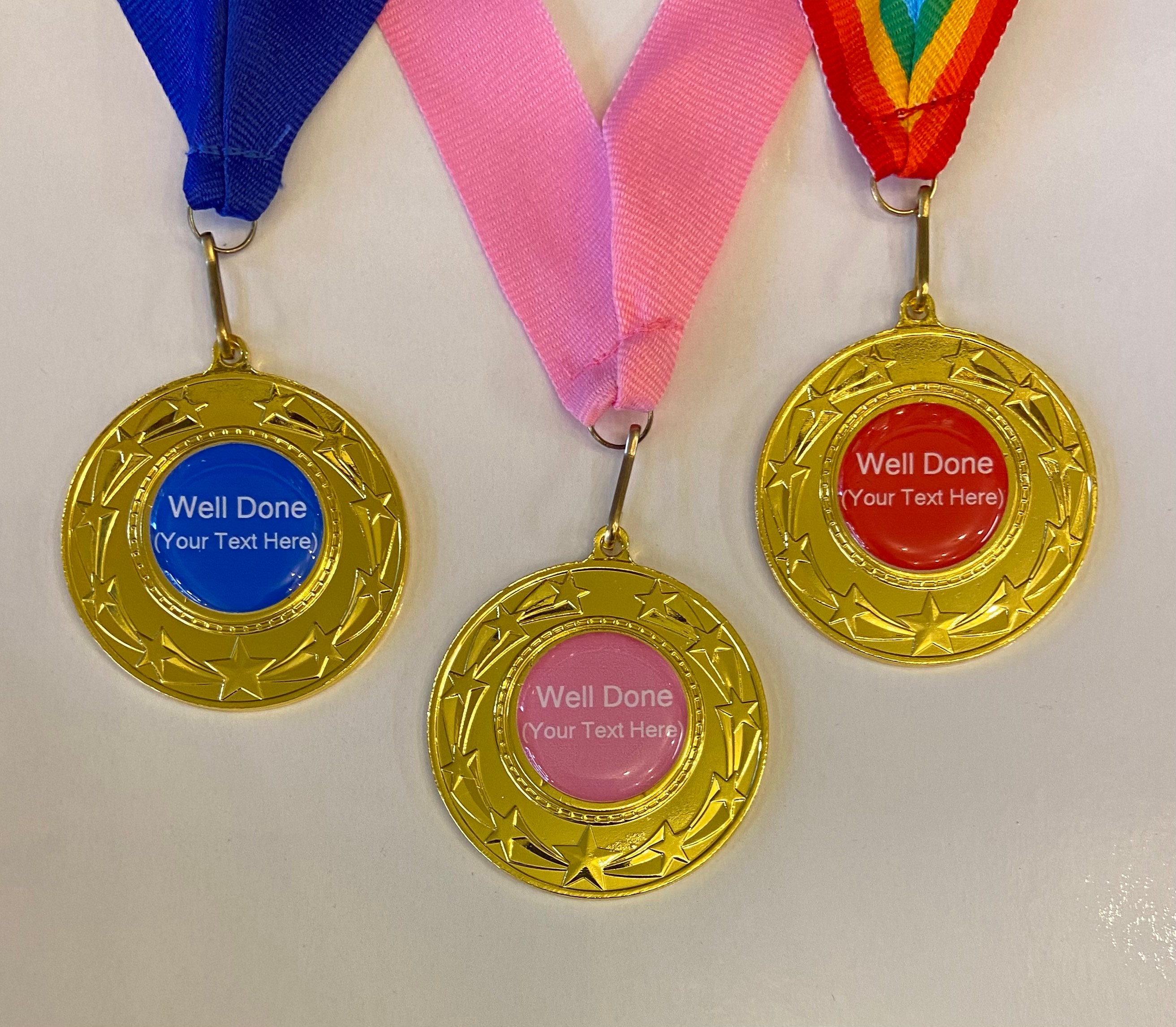 Personalised Well Done Medal 50mm Metal Medal + Ribbon - Etsy UK