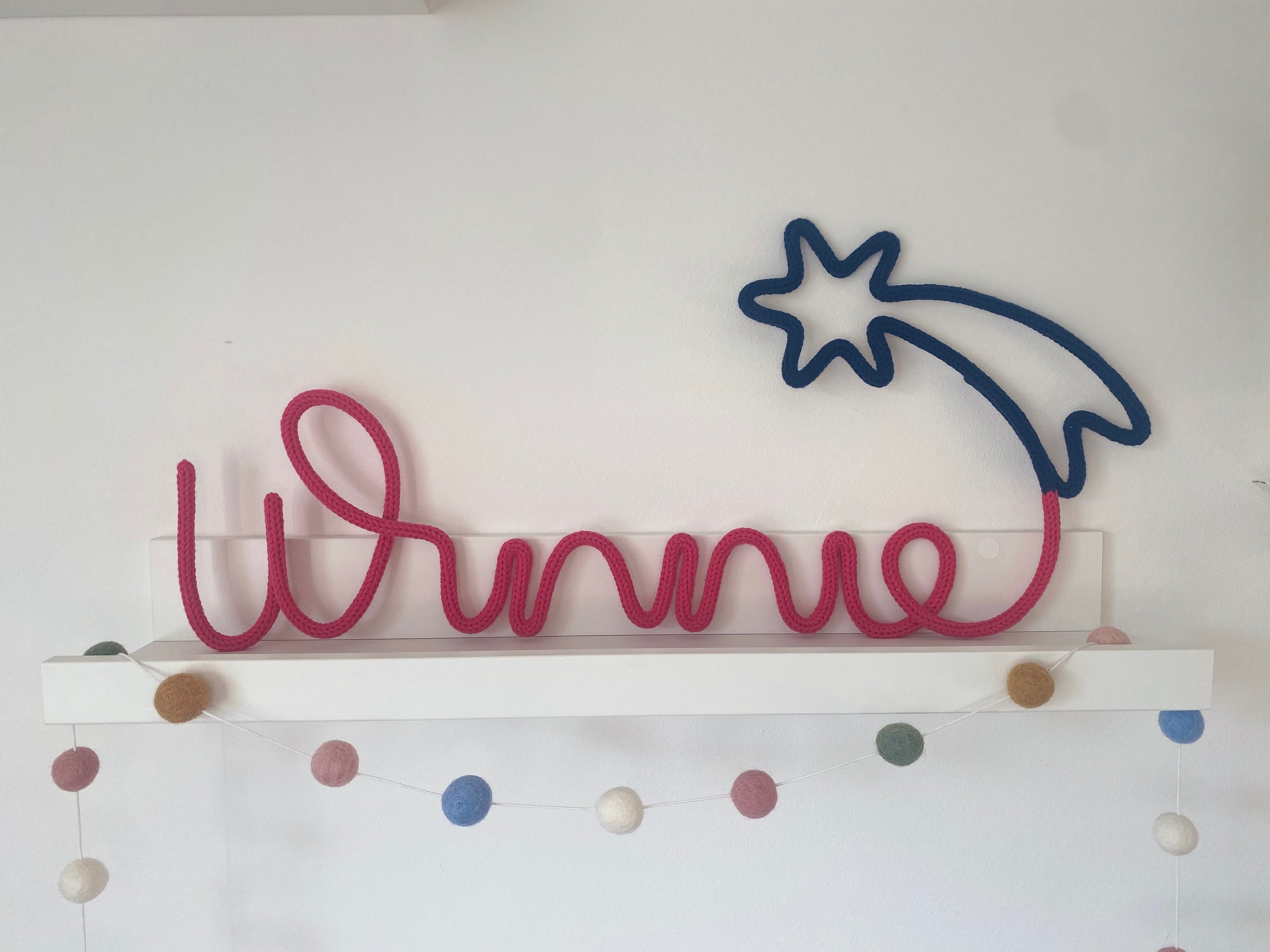 Personalised Wire Words With Shooting Star Knitted Words - Etsy UK
