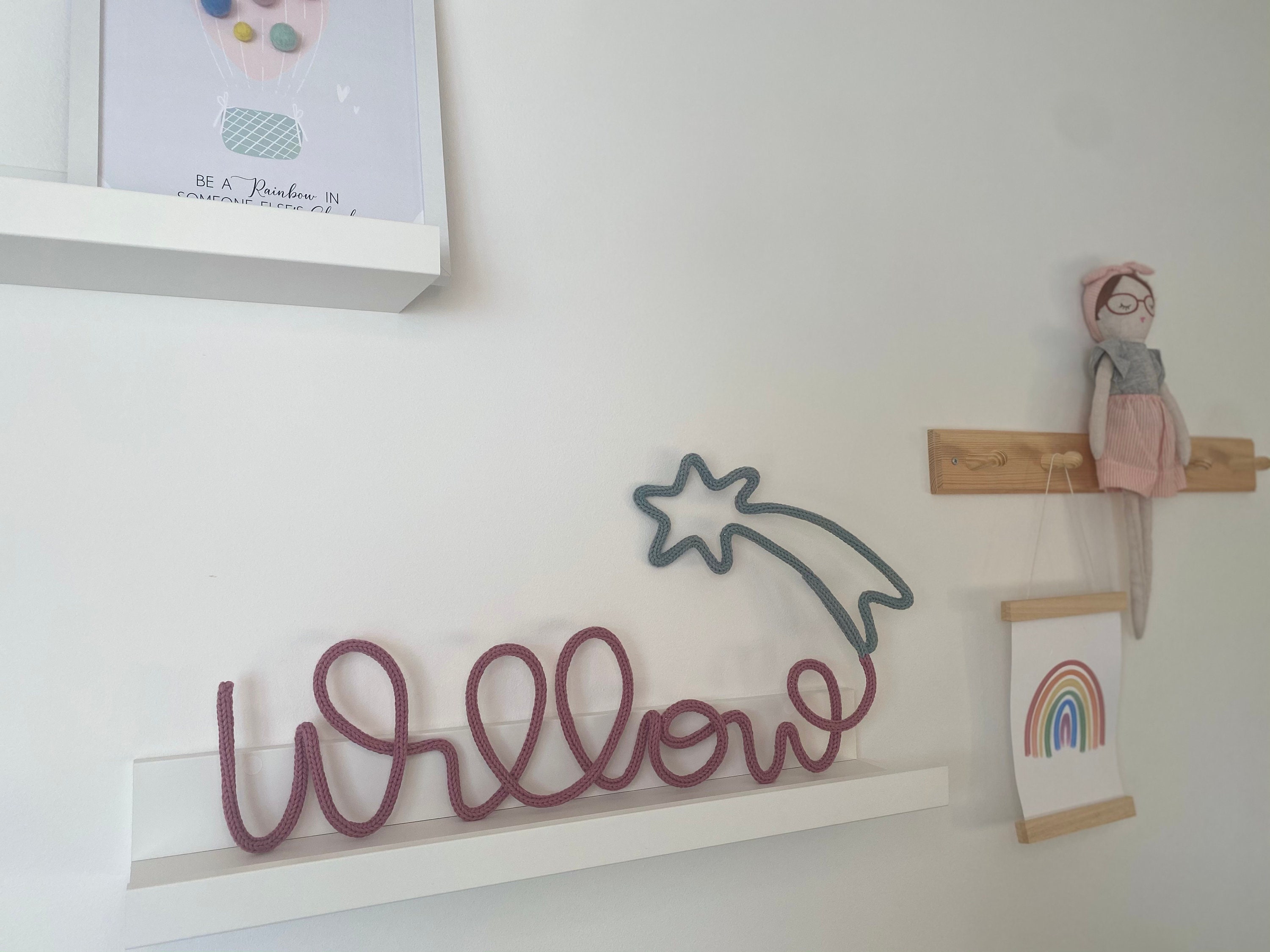 Personalised Wire Words With Shooting Star Knitted Words - Etsy UK