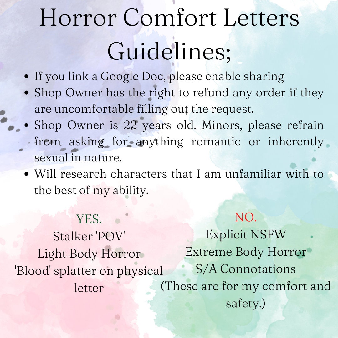 HORROR Comfort Character Letters + Bracelet for a Limited Time, Read ...