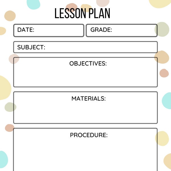 Montessori Lesson Plan Template - Etsy