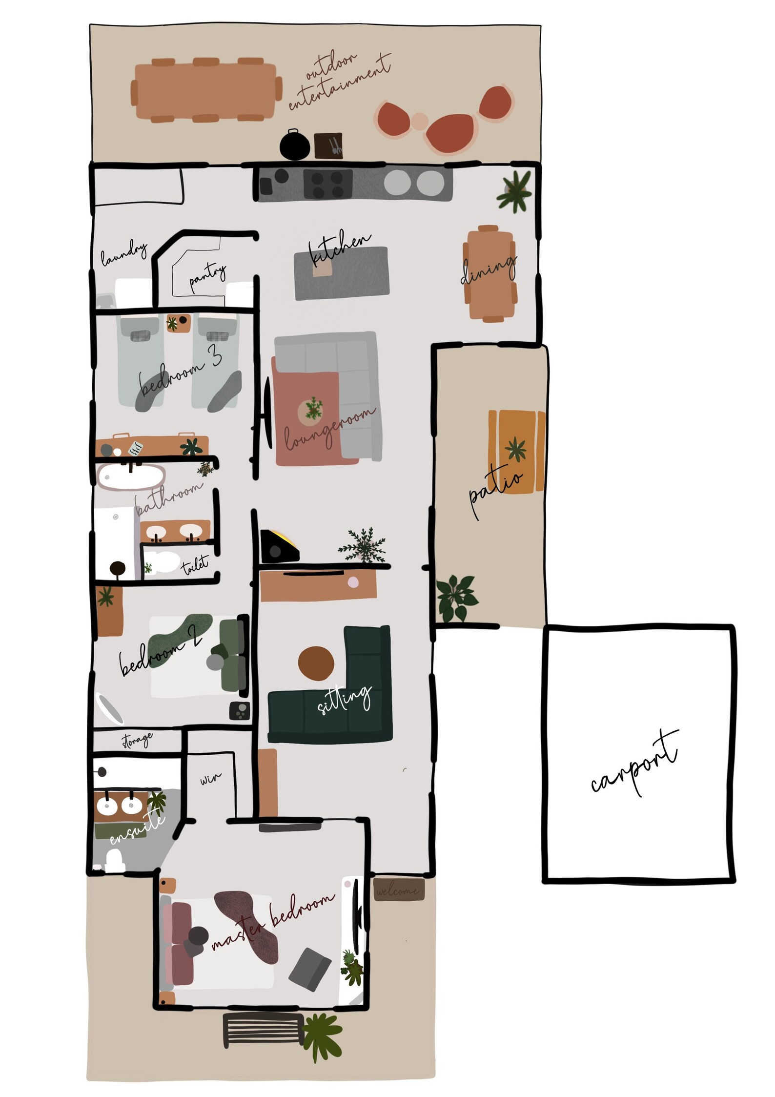Custom Digital Illustrated Floor Plan Artwork | Airbnb | Rental ...