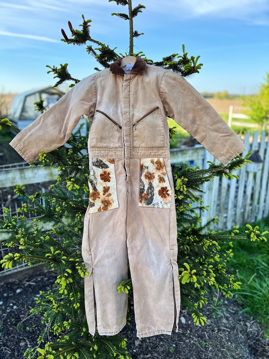 Kids Walls Coveralls- Size 10, Naturally Dyed, Ecoprinted Pockets ...