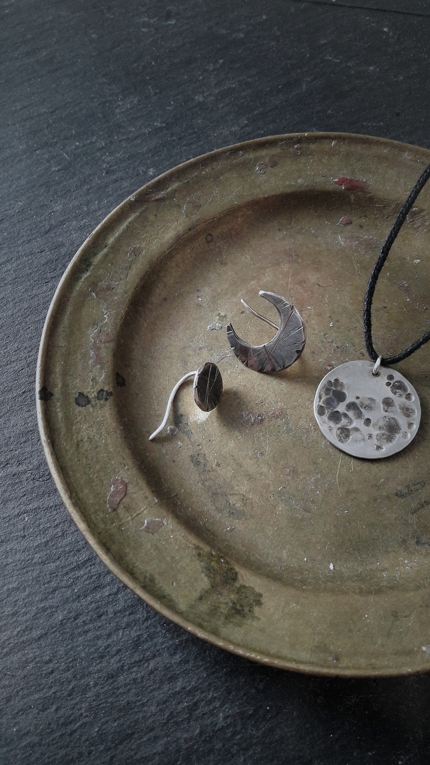 Moon Disc Mini / Full Moon Necklace Silver / Moon Crater | Etsy