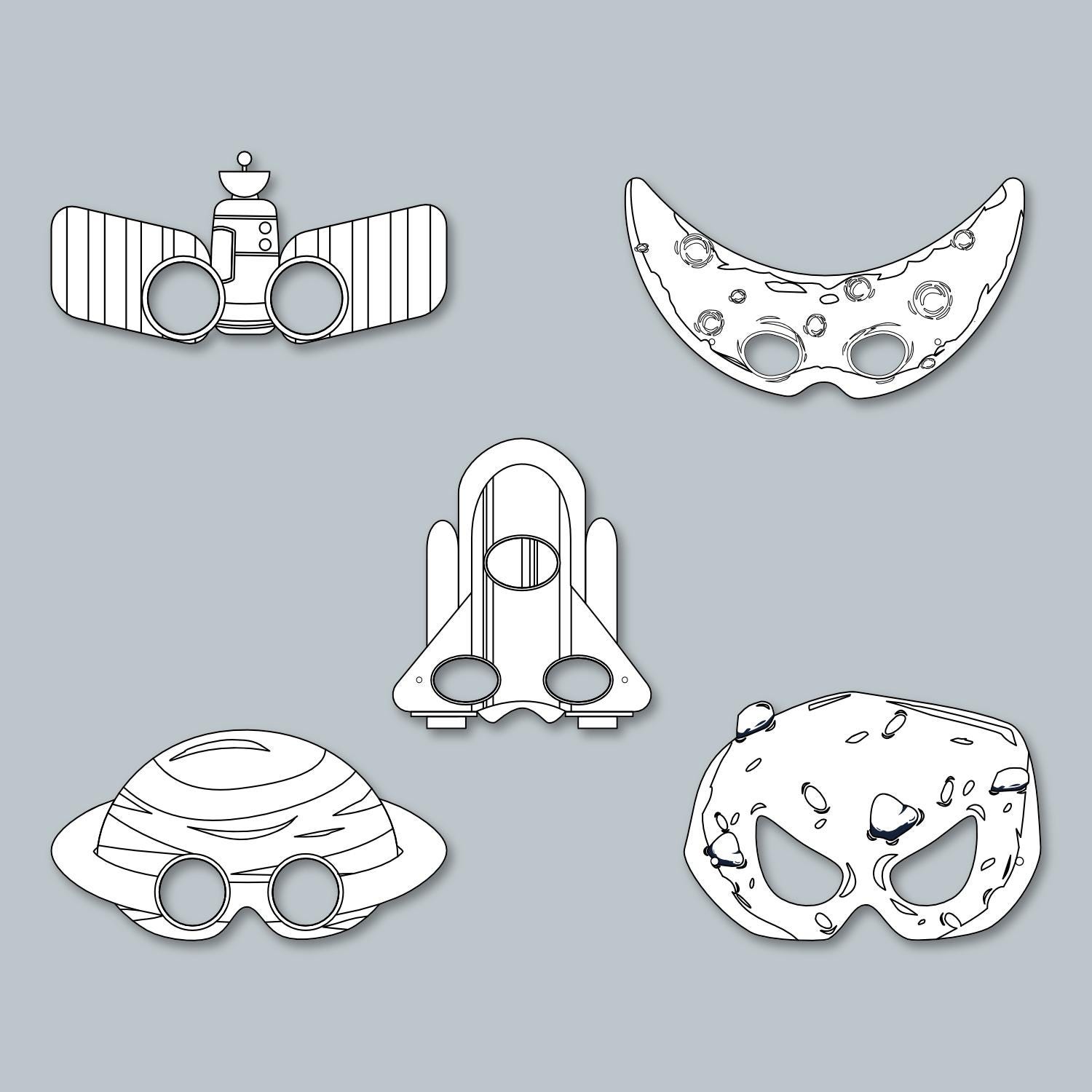 Coloring Space Masks - 10 Space Costume for Kids Craft & Party Activity ...