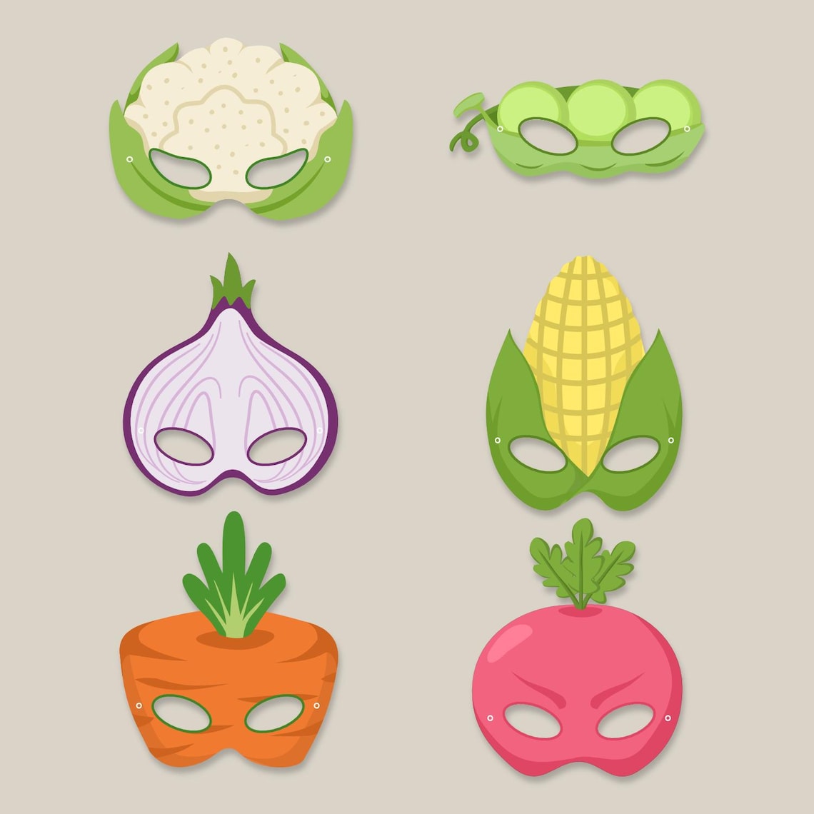 DIY Vegetable Mask Pages: Printable Craft Activity (PDF Download) - Etsy
