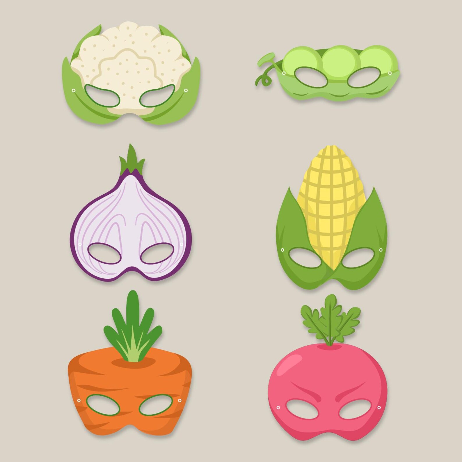 DIY Vegetable Mask Pages: Printable Craft Activity (PDF Download) - Etsy