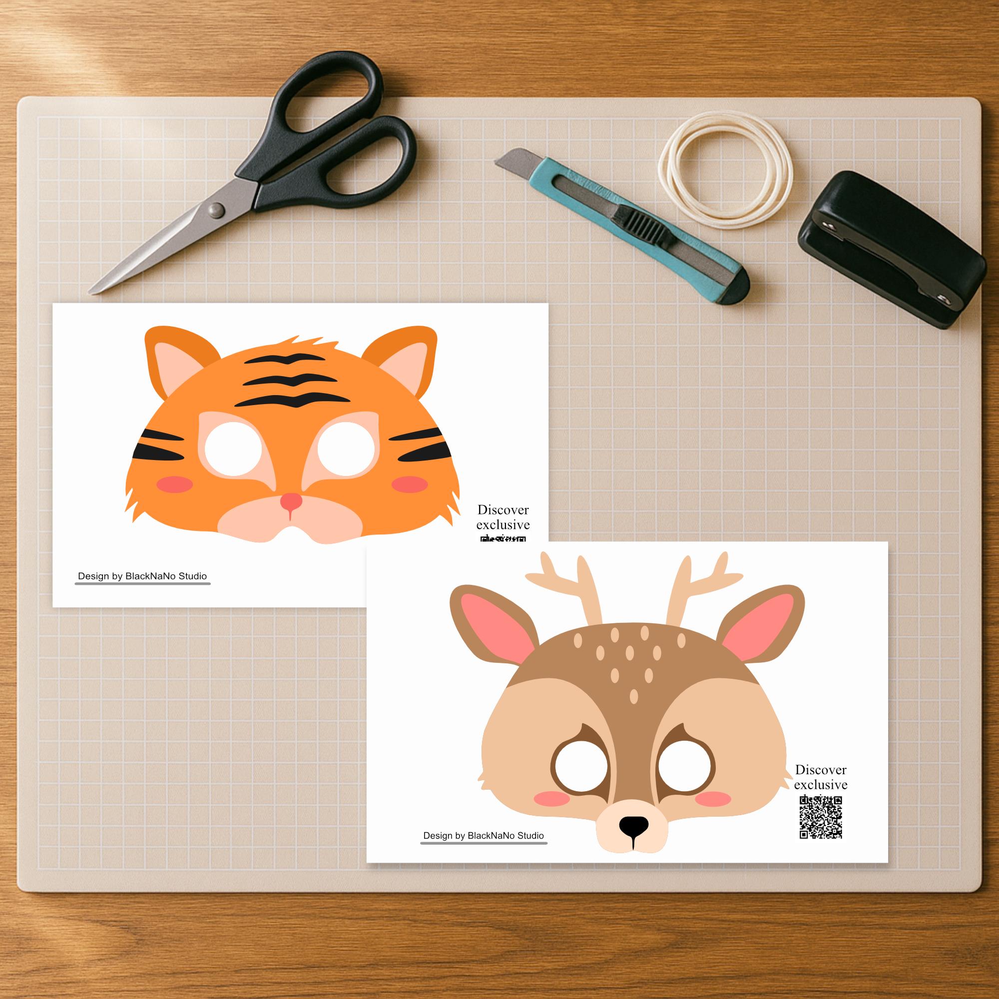 Safari Animal Masks Bundle, Printable Jungle Party Masks for Kids (PDF ...