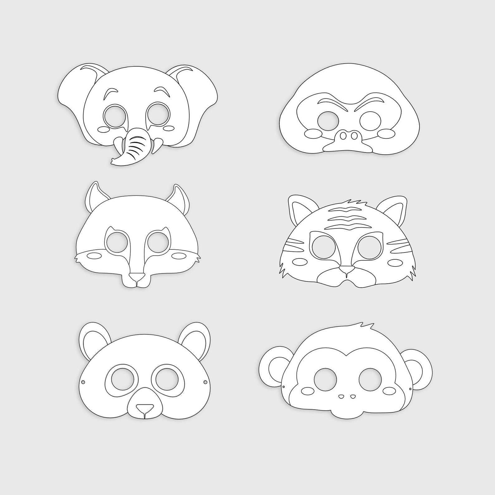 Safari Animal Coloring Masks Printable | Kids Craft Activity DIY Safari ...