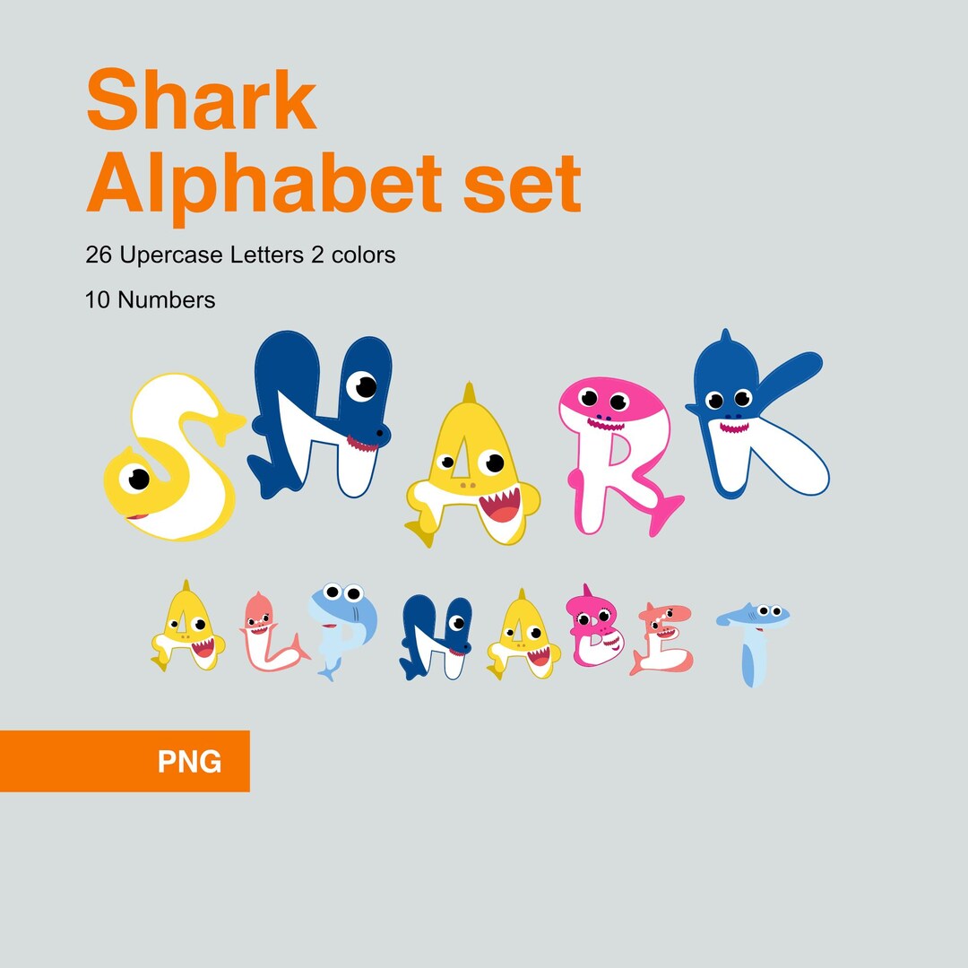 Shark Alphabet, Shark Stickers, Birthday Party Alphabet, Birthday Party ...