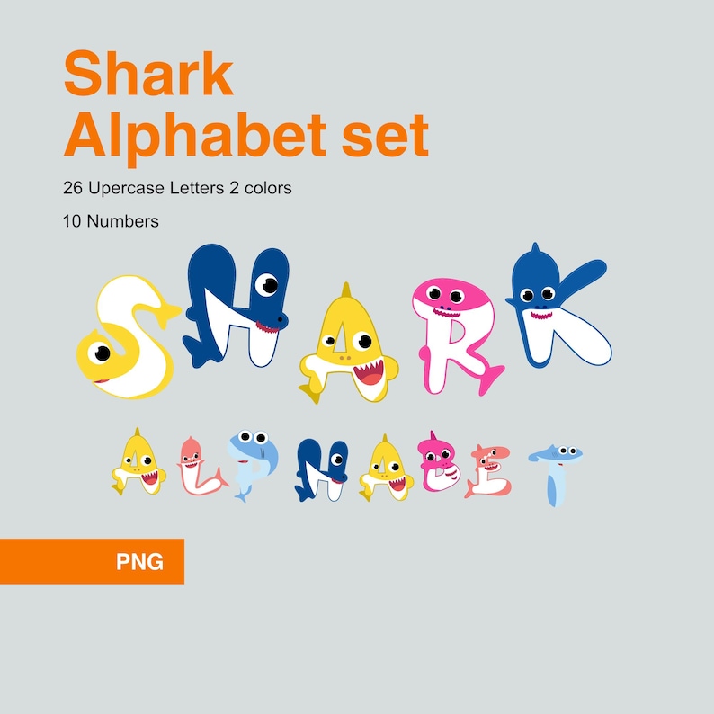 Shark Alphabet, Shark Stickers, Birthday Party Alphabet, Birthday Party ...