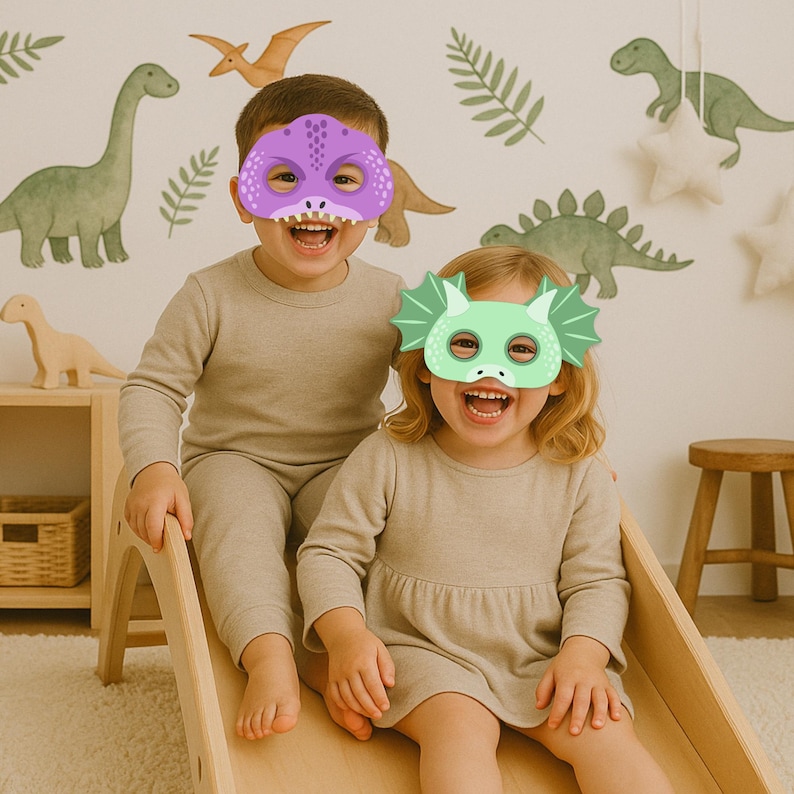 Dinosaur Masks for Kids – 10 Colorful Dino Mask PDF Files for Play ...