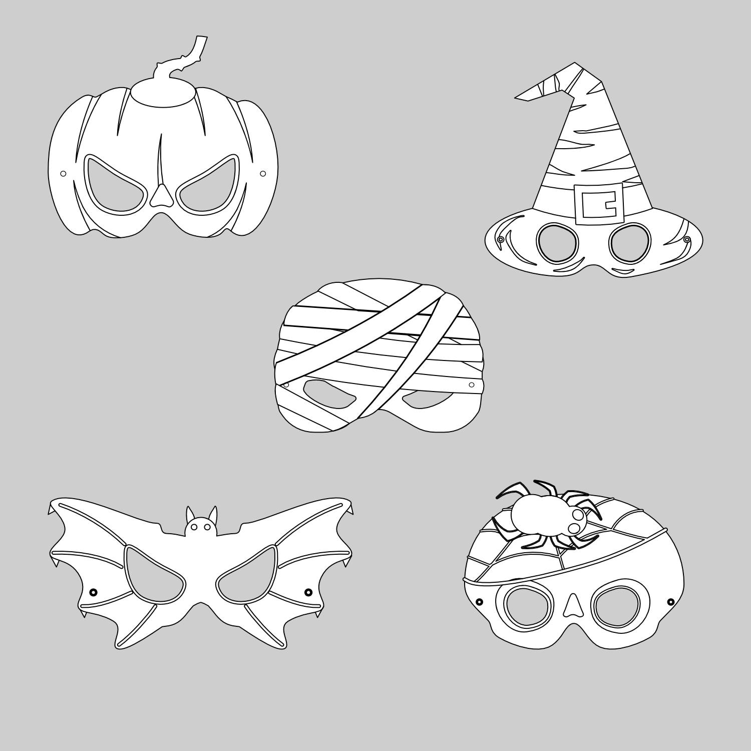 Coloring Halloween Masks for Kids – Printable PDF | Fun DIY Halloween ...