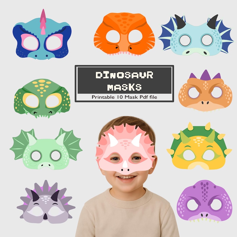 Dinosaur Mask File - Etsy UK