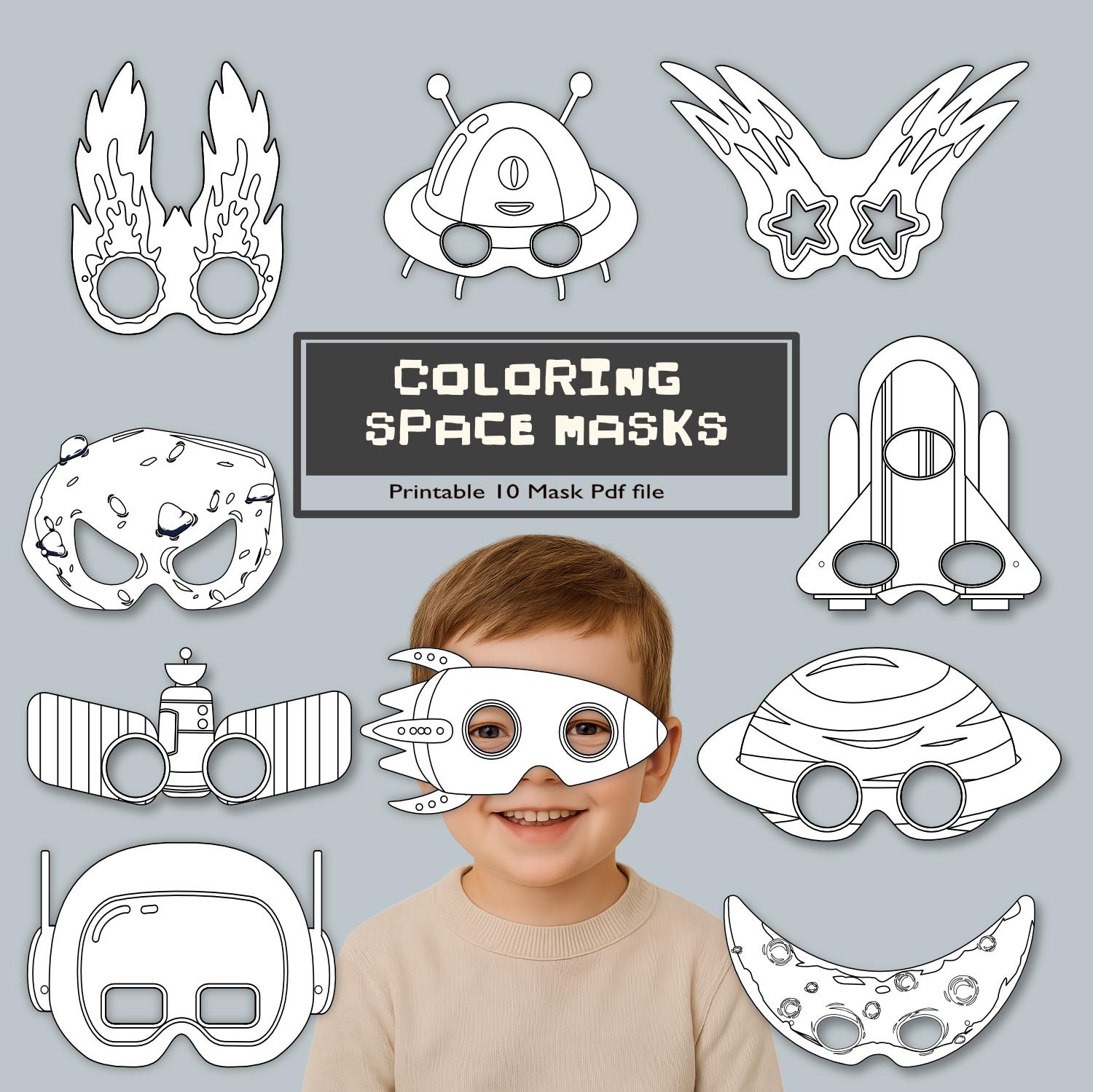 Coloring Space Masks | 10 Space Costume for Kids Craft & Party Activity ...