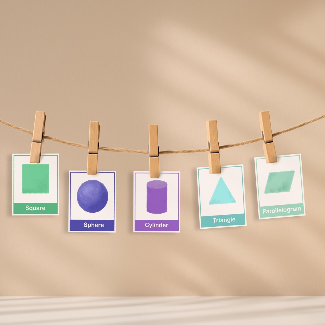 20 Shapes Flashcards for Kids - Printable Educational Geometry Cards ...