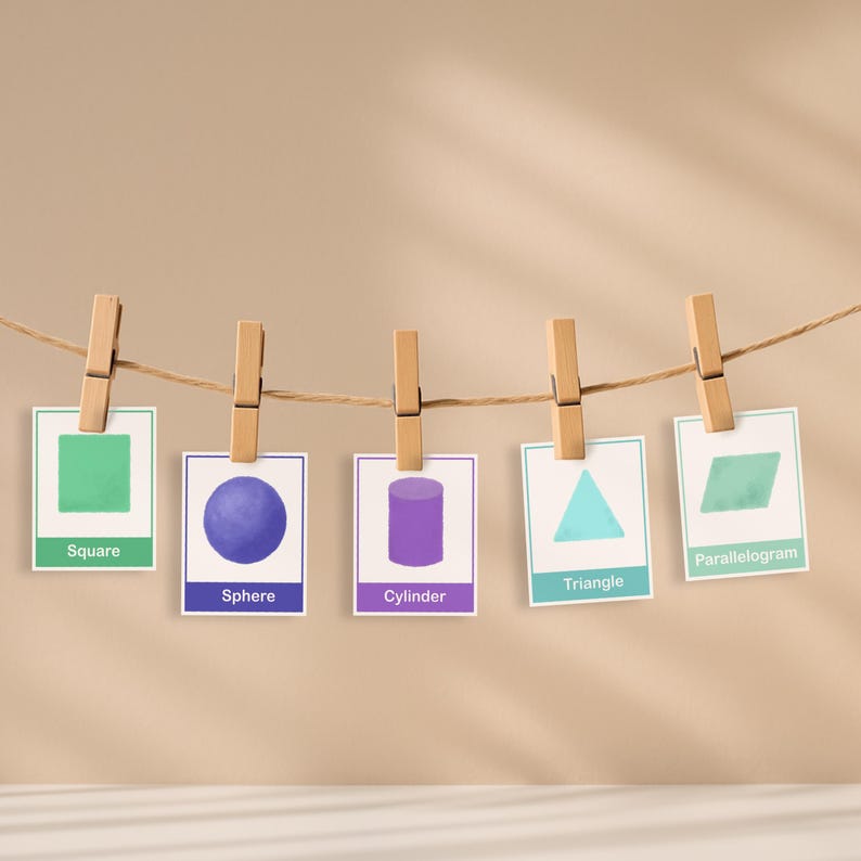 20 Shapes Flashcards for Kids - Printable Educational Geometry Cards ...