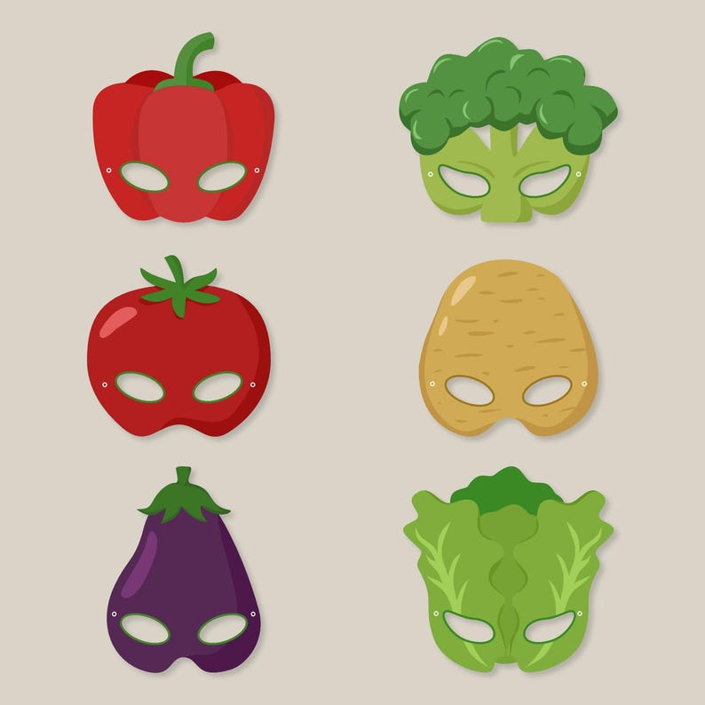 DIY Vegetable Mask Pages: Printable Craft Activity (PDF Download) - Etsy