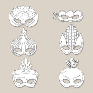 Vegetable Mask Coloring Pages | Printable Craft Activity (PDF Download ...