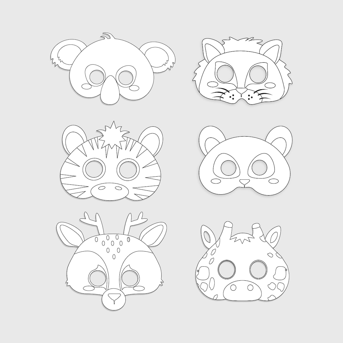 Safari Animal Coloring Masks Printable | Kids Craft Activity DIY Safari ...
