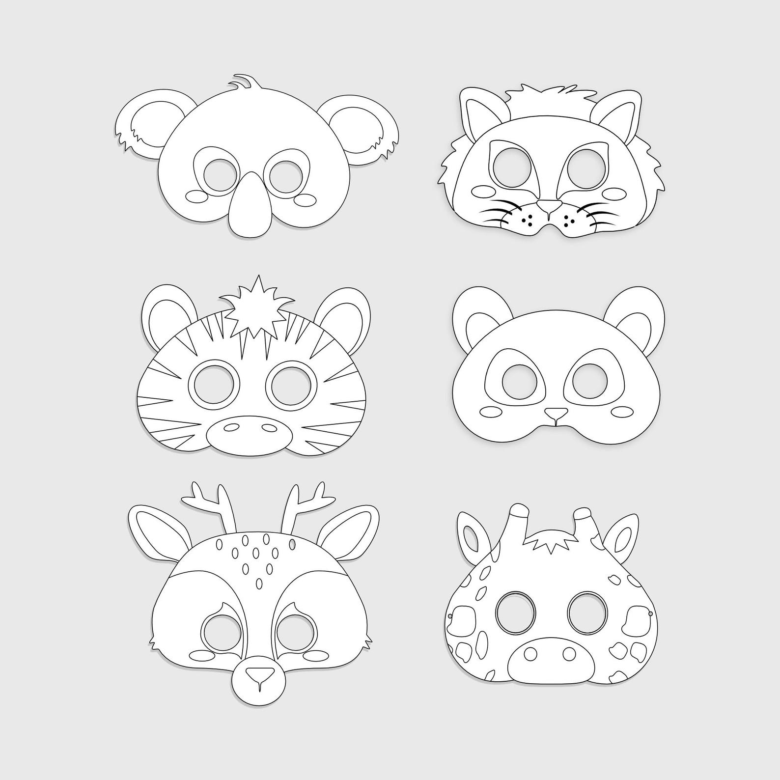Safari Animal Coloring Masks Printable | Kids Craft Activity DIY Safari ...