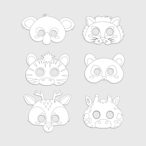 Safari Animal Coloring Masks Printable | Kids Craft Activity DIY Safari ...