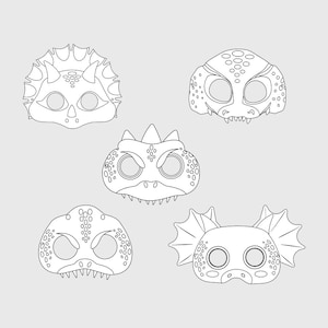 Coloring Dinosaur Masks, 10 Dinosaur Costume for Kids Craft & Party ...