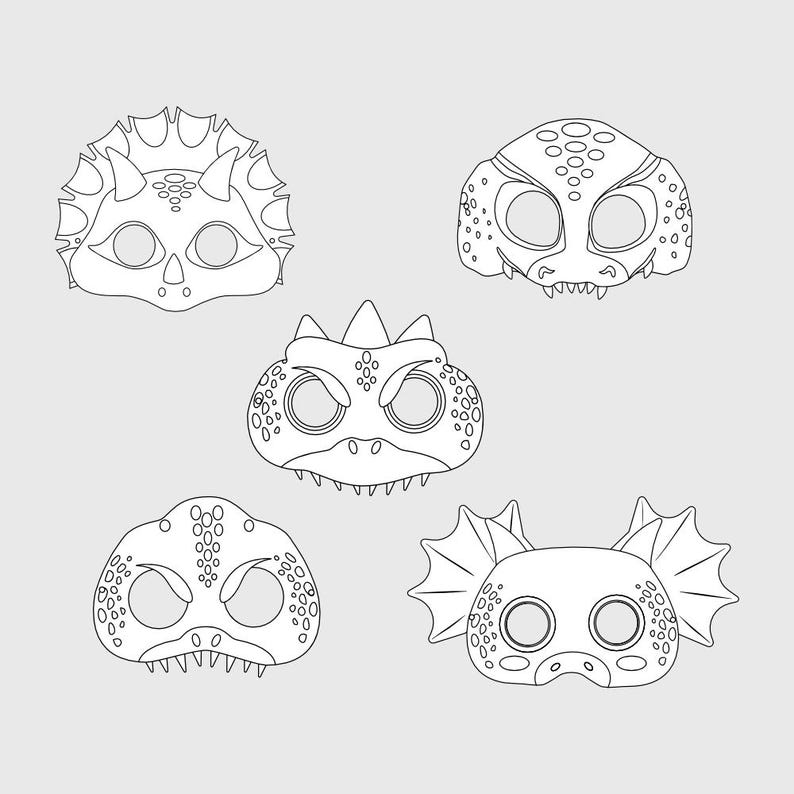 Coloring Dinosaur Masks – 10 Printable Dino Mask Templates for Kids ...