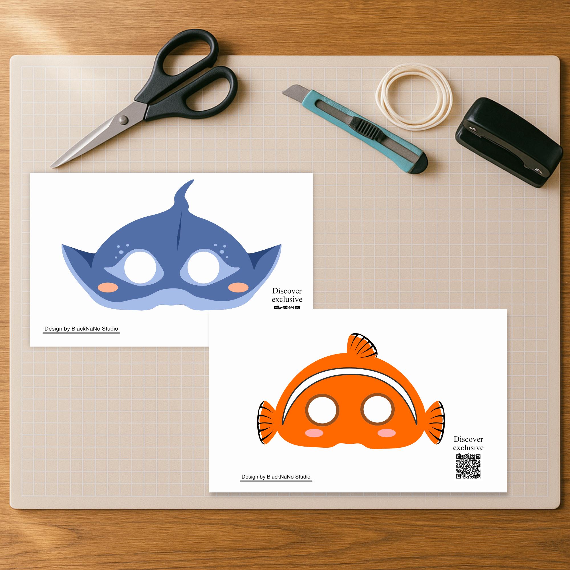 Sea Animal Masks Printable, 12 Ocean Theme PDF Party Masks for Kids ...