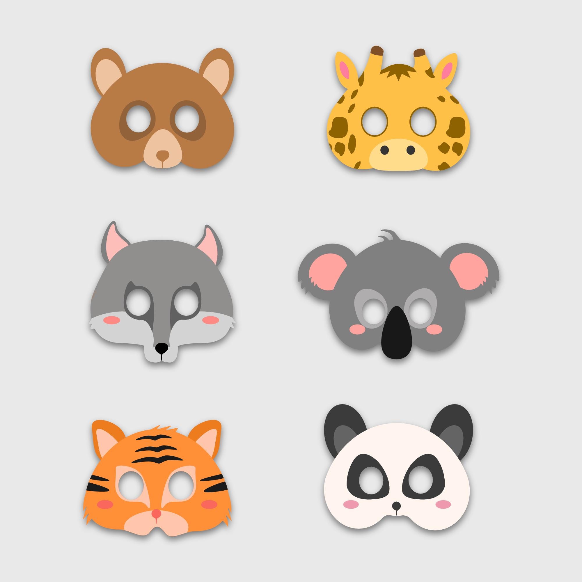 Safari Animal Masks Printable, 12 Jungle Theme PDF Party Masks for Kids ...