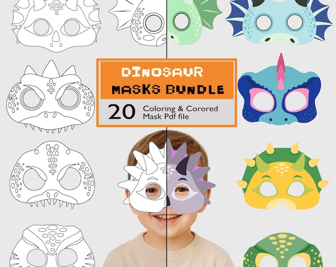 Dinosaur Party Printable Kids Dino Mask Kids Animal Mask Party Favor ...