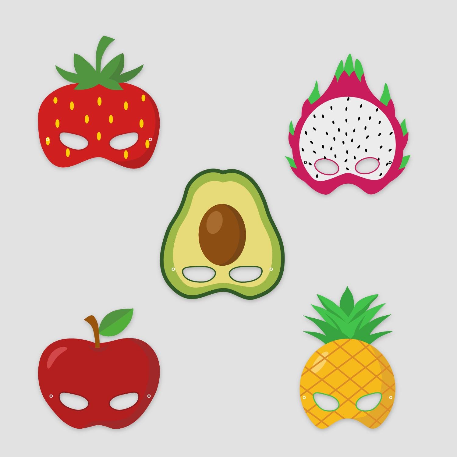 Printable Fruit Masks for Kids | Party & Play Costume (PDF Files) - Etsy