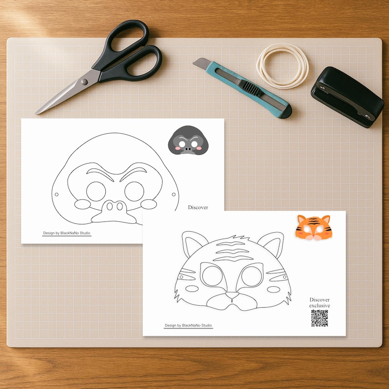 Safari Animal Coloring Masks Printable | Kids Craft Activity DIY Safari ...